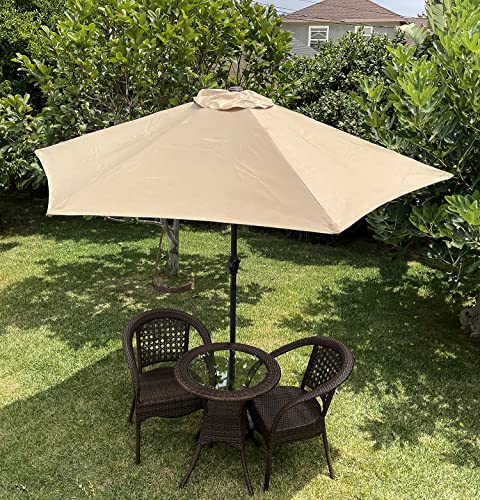 BELLRINO DECOR Replacement STRONG & THICK Umbrella Canopy for 9ft 6 Ribs (Canopy Only) (LIGHT COFFEE)