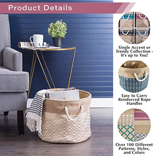 DII Burlap Storage Collection Collapsible Bin, Large Rectangle, 17.5x12x15, Teal