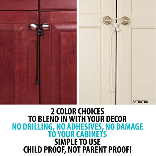 Kiscords Baby Safety Cabinet Locks for Knobs Child Safety Cabinet Latches for Home Safety Strap for Baby Proofing Cabinets Kitchen Door RV No Drill No Screw No Adhesive (Black)