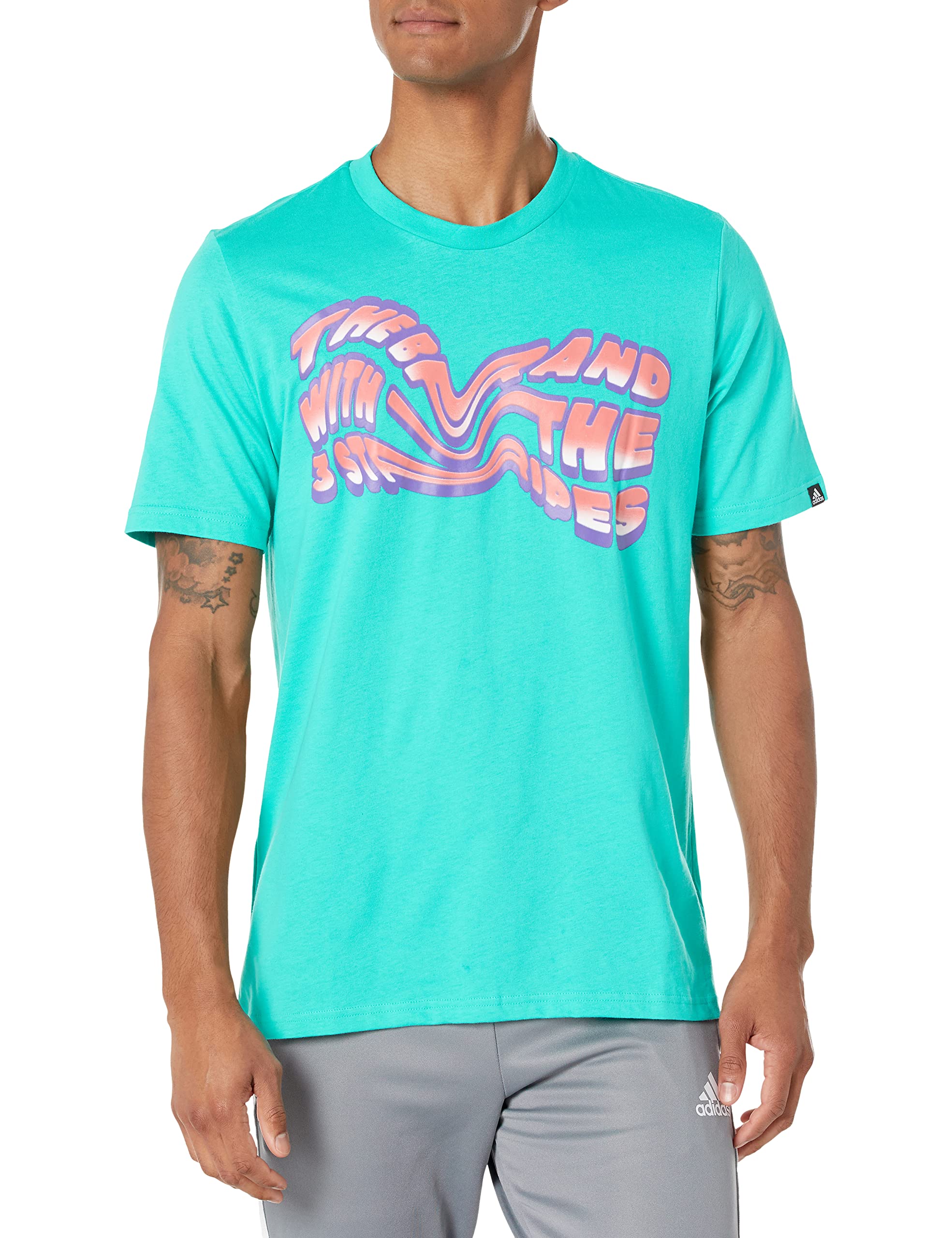 adidas Men's Summer Heat Verbiage Graphic Tee, Semi Mint Rush, X-Large