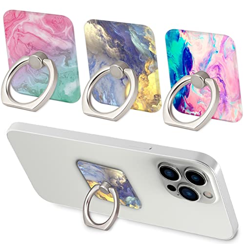 DaBuBu Multi-Function Mounts and Holder Three Pack Colorful Marble Metal Phone Ring Stand for Cellphones&Tablets