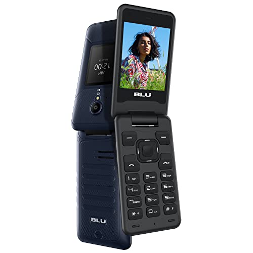 BLU Tank Flip |Unlocked | 4G LTE Flip Phone|2022 | 2.8β + 1.8β Display | Blue