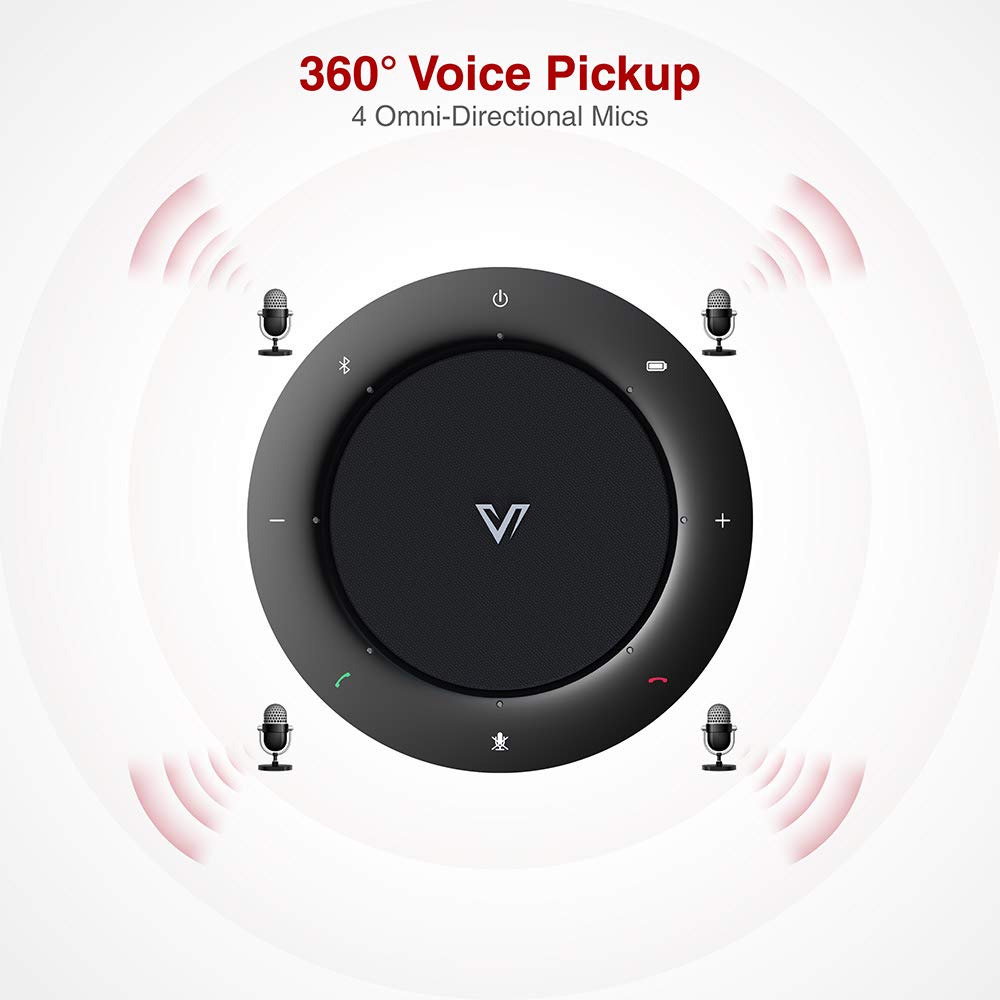AV Access USB/Bluetooth Speakerphone Full-Duplex Audio, 4 AI Mics Beamforming, 8 Meter 360°Voice Pickup, Loud & Clear, Echo Cancellation, for Skype Zoom Conference Calls