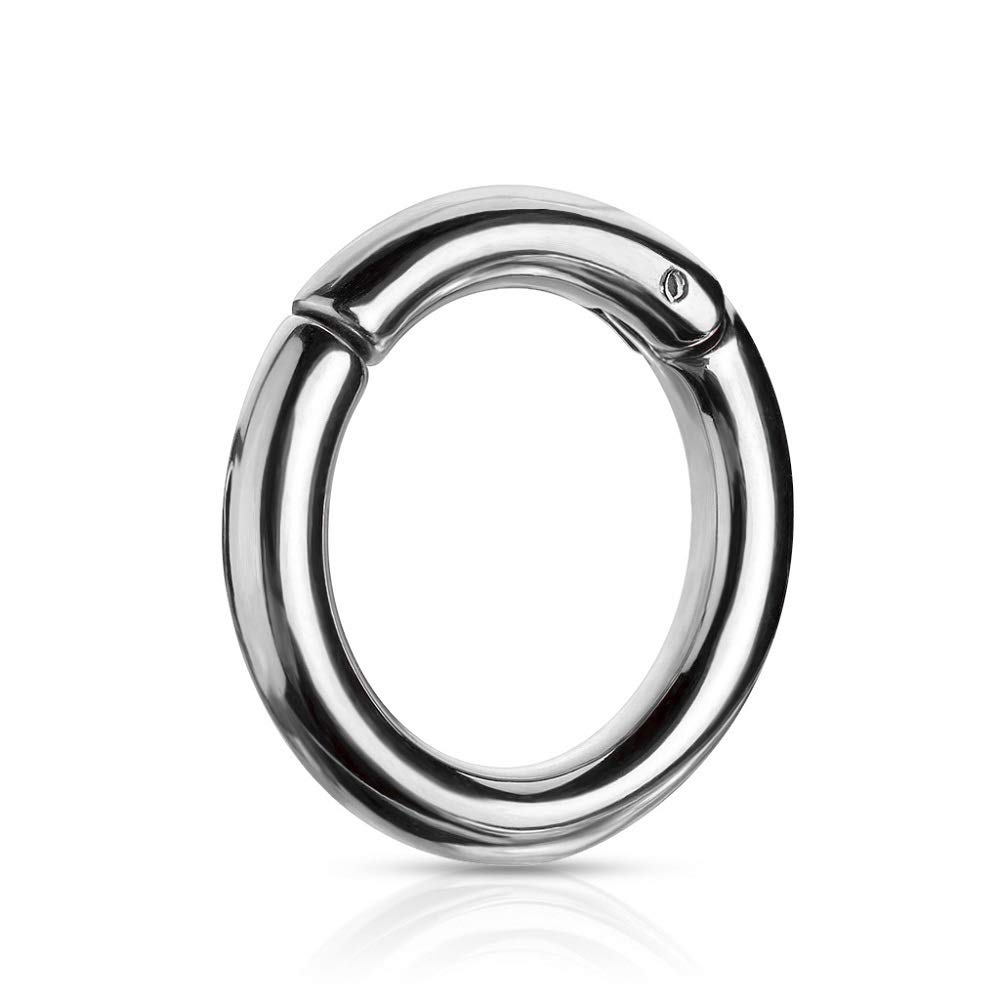 8G-00G Large Gauge Stainless Steel Hinged Segment Clicker Ring for Stretched Piercings (Gauge: 5mm (4GA) / Diameter: 14mm (9/16"))