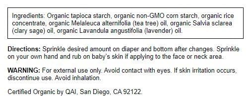 Swanson Certified Organic Baby Powder Talc-Free Lavender Scent 2.5 Ounce (71 g) Pwdr