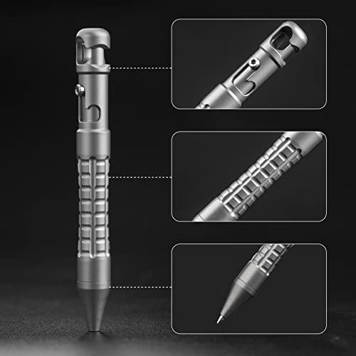 TISUR Titanium Ballpoint Pen, Mini Bolt Action Pen, Small Pocket Size Keychain Pen With Titanium Key Ring, Office gifts for Men & Women (Pen/78mm)