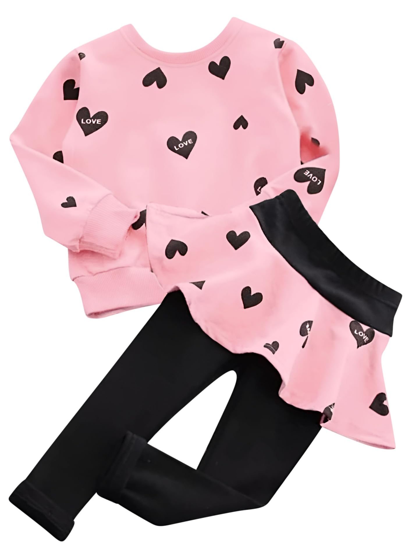 BOMDEALS Adorable Cute Toddler Baby Girls Clothes Set,Long Sleeve T-Shirt +Pants Outfit(Age(5T), Pink)