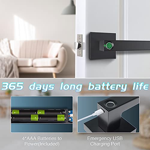 IRONZON Fingerprint Door Lock Biometric Door Lock Smart Door Knob Gate Locks Left-Right Adjustable Handle Keyless Entry Door Lock for Bedroom Hotel Warehouse Office F180B
