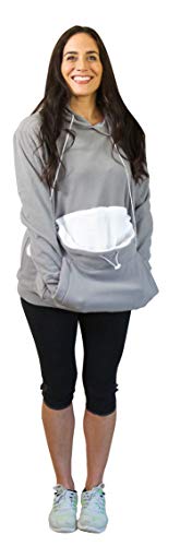 KITTYROO Cat Hoodie, The Original AS SEEN ON TV Kitty Carrying Sweatshirt, with Super Soft Kangaroo Pet Pouch (Large) Grey