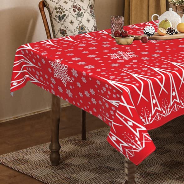 Abaysto Rectangle Christmas Tablecloth Xmas Themed Snowflake Tabletop Cover Kitchen Dining Tablecloth Farmhouse Rustic Party Outdoor Decor for Christmas, Winter, and Holiday
