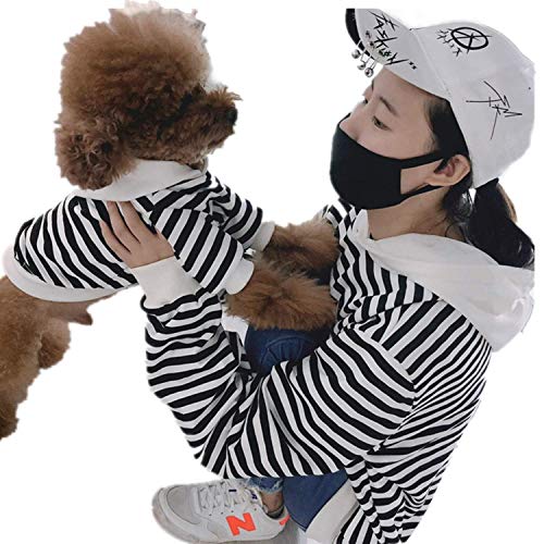 TOMOO Pet and Owner's Parent-Child Matching Hoodie,Black and White Stripe Couple Outfit Attire Pet Sweat Shirts Small Medium Large Dog's Clothes (Black XXL)