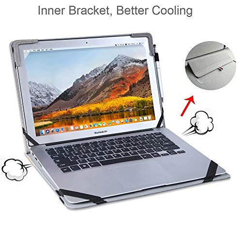 Berfea Stand Case Cover Compatible with Dell Latitude 7430 7420 7410 7400 5430 5420 5421 Laptop 14 Inch Notebook Protective Case Sleeve,with Cooling Bracket (326x215mm,Gray)