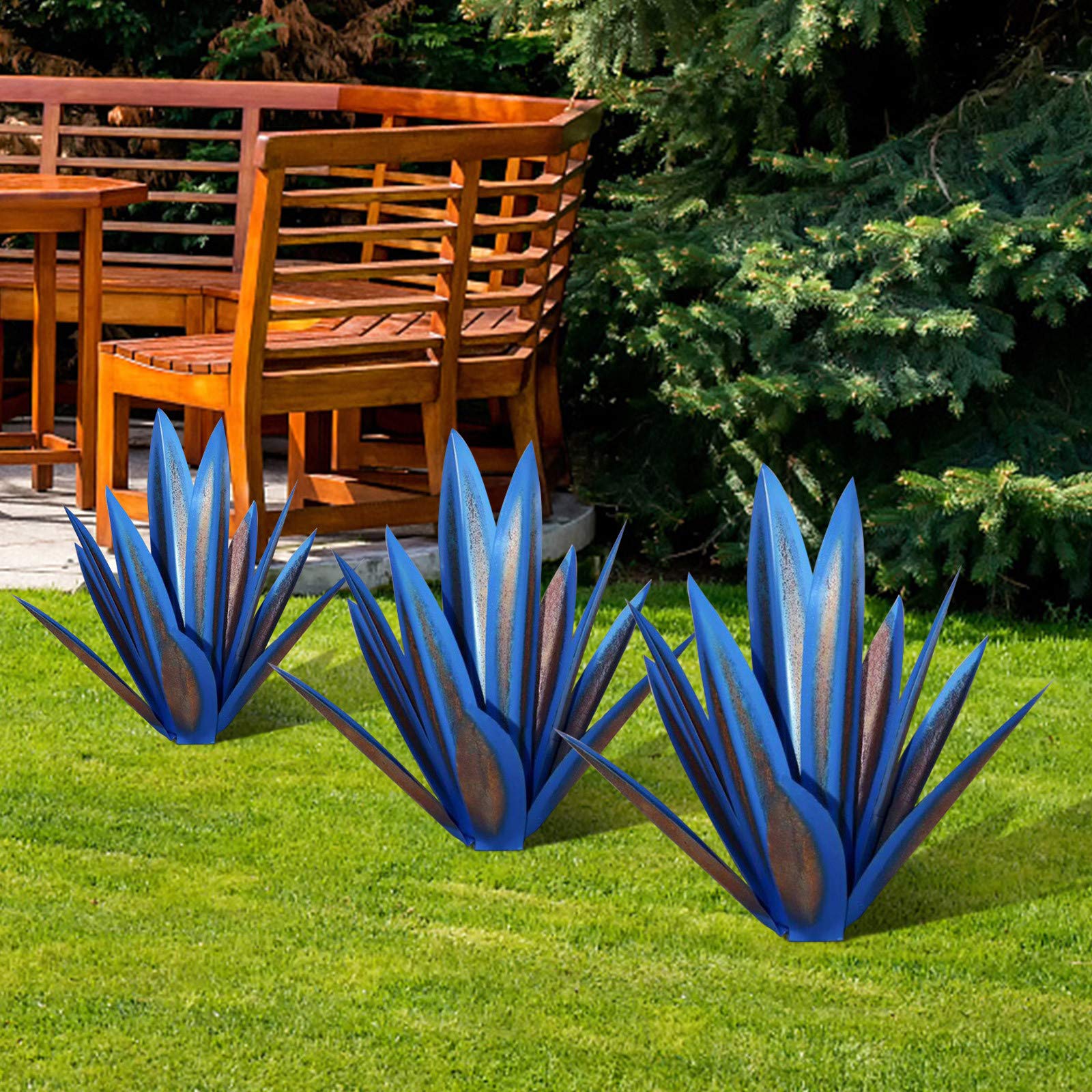 Auralto 25“ Metal Art Tequila Rustic Sculpture Garden Yard Sculpture Home Decor 9 Leaves