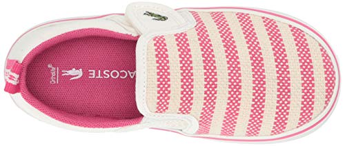 Lacoste Girl's GAZON Shoe, off white/dark pink, 6. Medium US Toddler