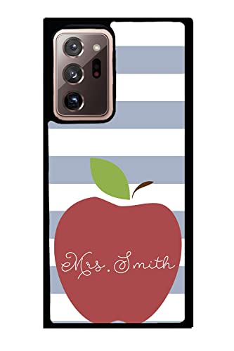 Apple Teachers Appreciation Personalized Black Rubber Phone Case Compatible With Samsung Galaxy S23 S23+ Ultra S22 S22+ S21 S21FE S21+ S20FE S20+ S20 Note 20 S10 S10+ S10e