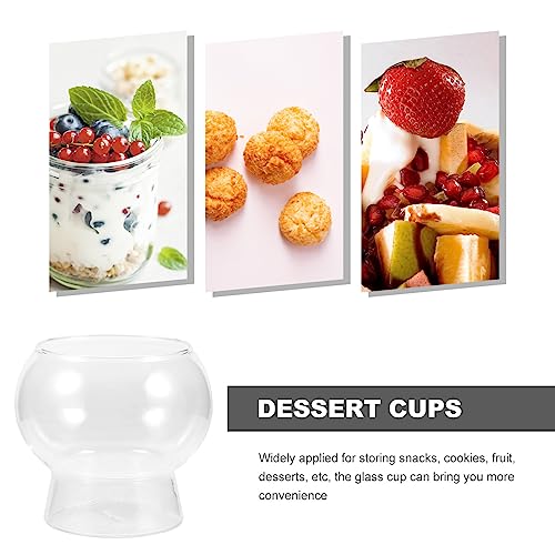Angoily Juice Glass Crystal Dessert Bowl, 4.3-Inches Ice Cream Bowl,Glass Bowl for Sundae Salad Fruit Pudding Yogurt Snack Candy Trifle, Kitchen Prep Holiday Party Wedding(Pedestal)