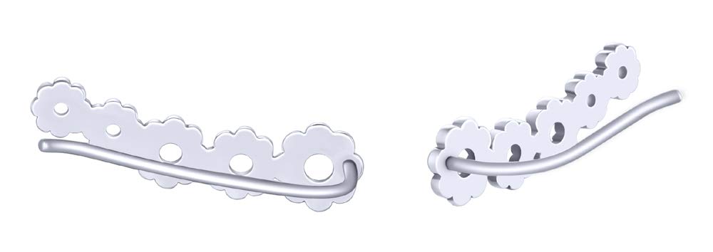 925 Sterling Silver Earrings, BoRuo Daisy Flower Hawaiian Ear Cuffs Hoop Climber Earrings