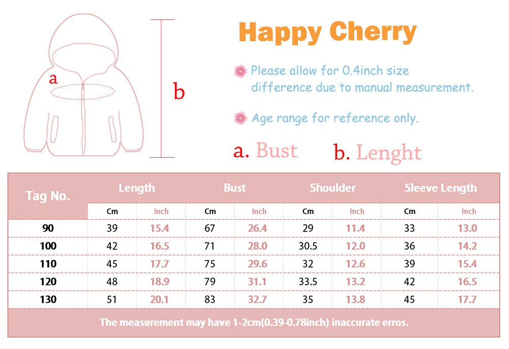 Happy Cherry Kids Winter Windproof Warm Coat Autumn Thick Fur Lined Outwear Hooded Zipper Jacket with Pockets for 2-3 Years, Orange