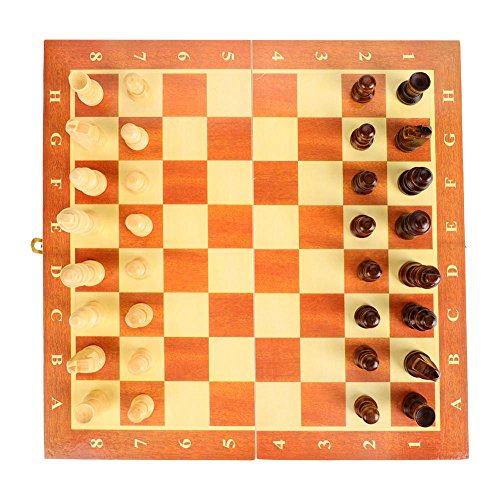 Dilwe Chess Set, Portable Wooden Travel Magnetic Chess Set Chess Board Folding for Kids Adults Family Outdoor Chess Game