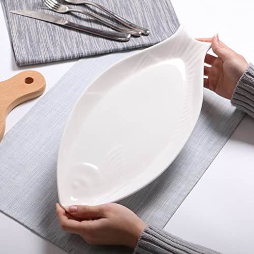 Cabilock 1pc Restaurant Meat Hotel Household Salad Dishes Pizza Platters, Supplies Sushi, Display Server Platters Food Cocktail Dish Shape Ceramics Fish, Serving Arge Birthday Trays Coffee