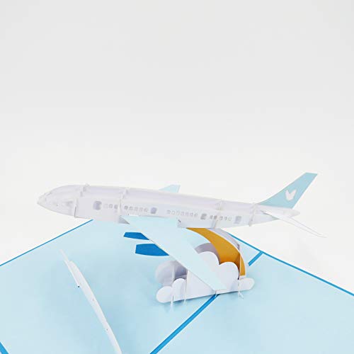 POP CARD EXPRESS Jet Airplane Pop Up Card - Birthday Card, Graduation Card, Congratulations Card, Retirement Card, Work Anniversary Card, Fathers Day (Jet Airplane Pop Up Card)
