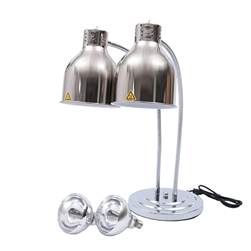 Commercial Food Heating Lamp Tabletop 2 Bulb Buffet Food Warmer Light with Dual Bulbs Portable Restaurant Kitchen Warmer Light 250W 110V