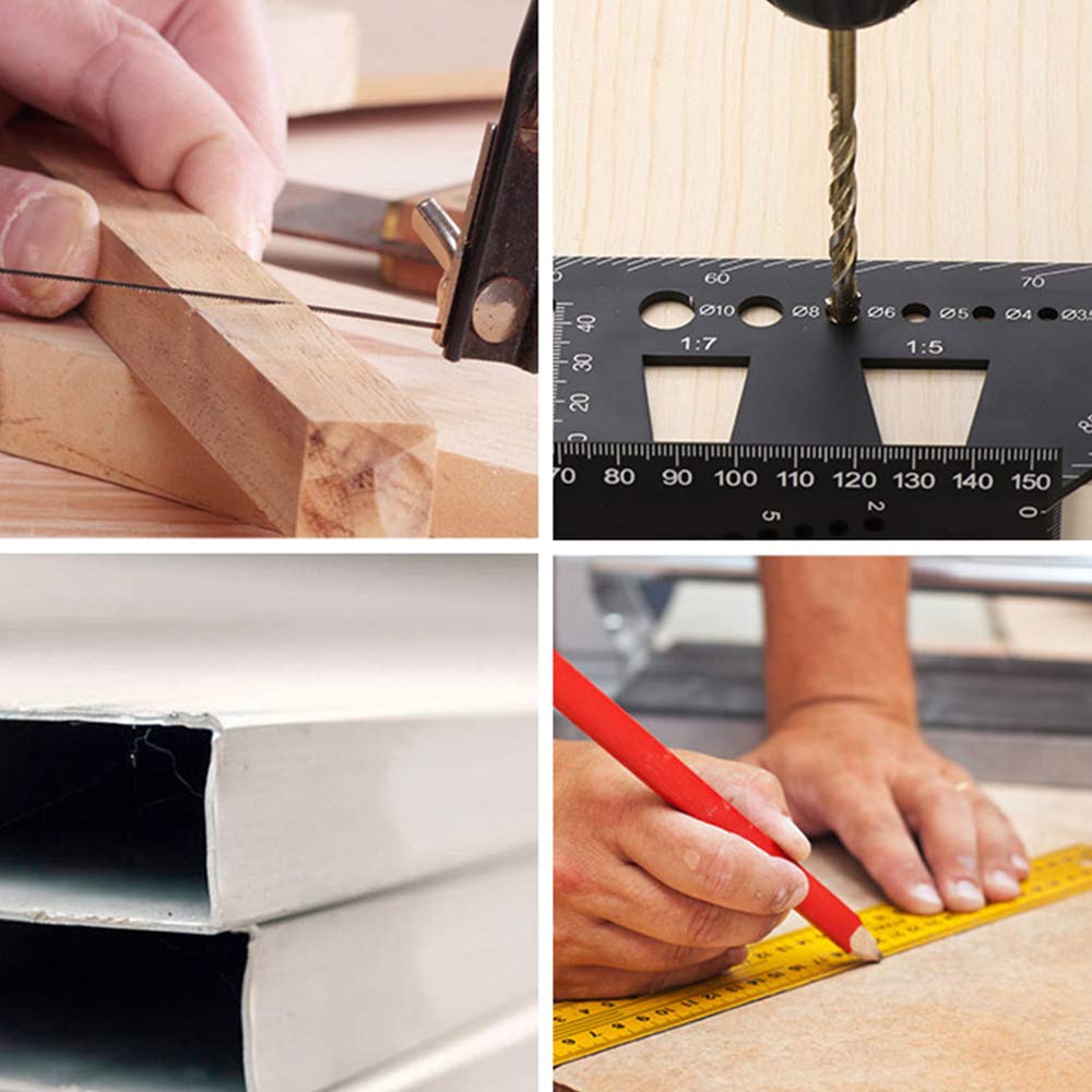 Aluminum Alloy Woodworking Square Size Measure Ruler, 3D Mitre Angle Measuring Tool, 45/90 Degree Carpenter's Layout Ruler Gauge Woodworking Accessories - Gifts for Men Dad Father Husband