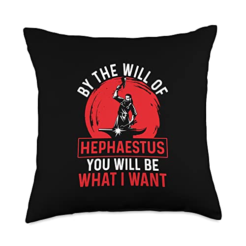Forging Designs for Blacksmiths Hephaestus You Will Be Blacksmithing Forging Throw Pillow, 18x18, Multicolor