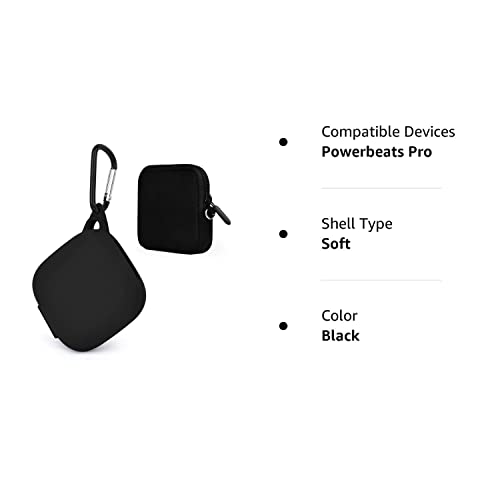 TOROTOP Case Compatible for Powerbeats Pro Case Cover,Anti-Lost & Shockproof Easy Carrying Silicone Case Accessories with Keychain and Soft Portable Storage Travel Carrying Case (Black)