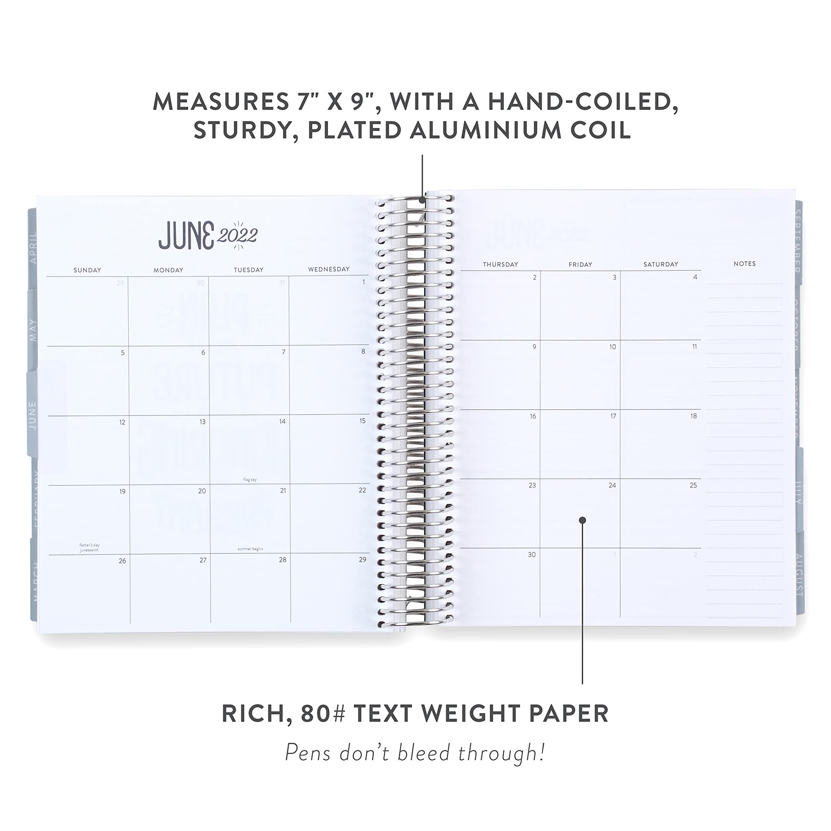 7” x 9” 12 Month Spiral Bound Life Planner ( Jan 2022 – Dec 2022 ) – Lavender Vegan Leather Cover + Just My Type Neutral Interior Pages. Horizontal Weekly and Monthly Agenda by Erin Condren