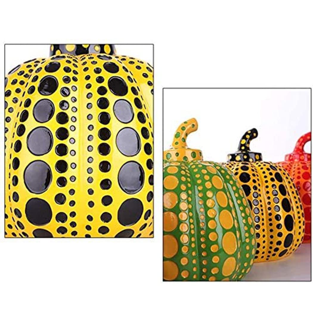 LGYKUMEG Yayoi Kusama Pumpkin Sculpture Statue Ornament Botanical Garden Decoration Artists Modern Sculpture Dot Art Home Decor Accessories Office Wedding,Green