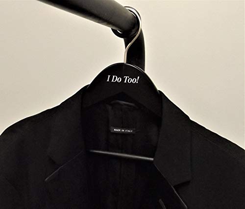 NAHANCO IDO20117 Bridal Hanger Set, White Wooden Hangers Imprinted with I Do and I Do Too, 17” (2 Piece Set)
