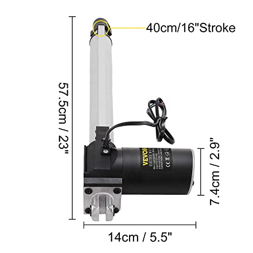 Happybuy 16 Inch Stroke Electric Actuators DC 12V with Mounting Bracket Heavy Duty 6000N/1320LB Actuators for Recliner TV Table Lift Massage Bed Electric Sofa