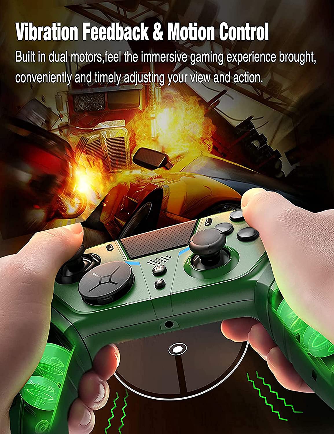 COWBOX 【2021 Upgraded Version】 PS4 Controller with 3 Programmable Back Buttons and 1 Sensitivity-Control Back Button, Game Controller Remote with Turbo/Gyro/HD Dual Vibration/Touch Panel/LED