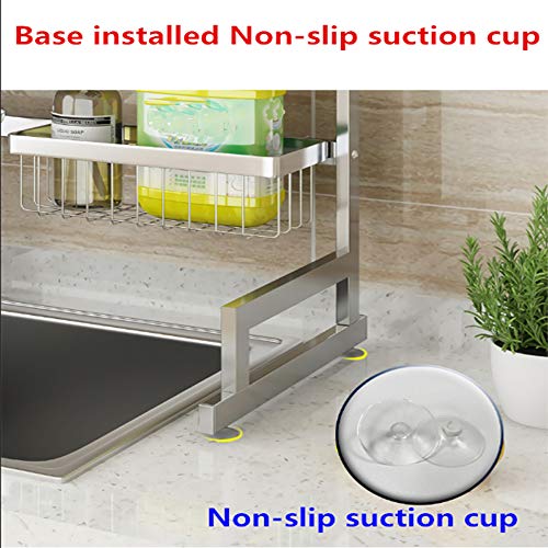 Stainless Steel Dish Drying Rack Over Kitchen Sink, Dishes and Utensils Draining Shelf, Kitchen Storage Countertop Organizer, Utensils Holder, Kitchen Space Saver (For Sink ≤ 36.5 inch)