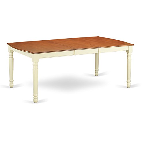 East West Furniture Dover 9 Piece Set Includes a Rectangle Dinner Table with Butterfly Leaf and 8 Dining Room Chairs, 42x78 Inch, Buttermilk & Cherry