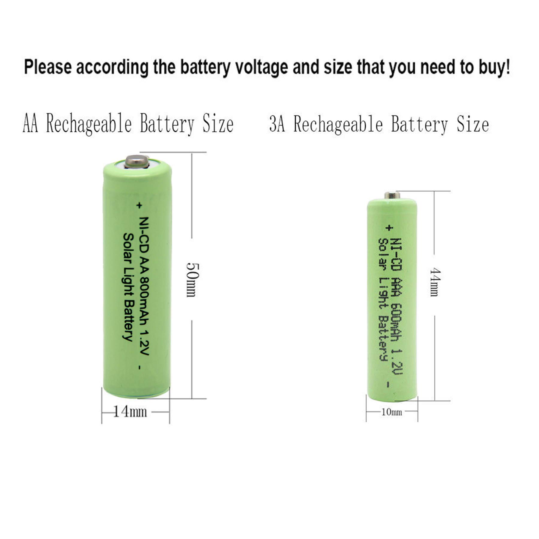 QBLPOWER Ni-CD AA 800mAh 1.2V Rechargeable Battery for Solar Outdoor Lights Lamp Garden Yard Lawn(8 Pieces)