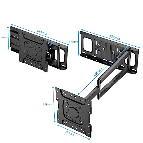 FORGING MOUNT Corner TV Wall Mount with 25.6inch Long Arm,Full Motion TV Mount Swivel and Tilt,Fit for 13-43”TVs,Monitor Wall Mount with Max VESA 200x200mm,16” Wood Studs,Holds up to 77lbs