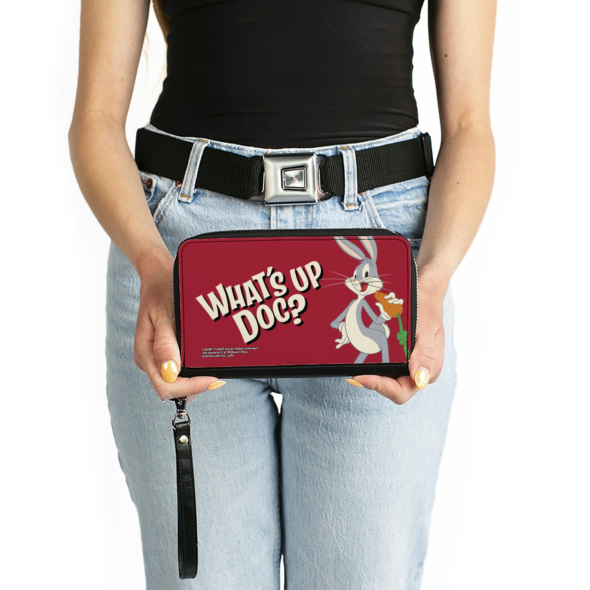 Buckle-Down Women's PU Zip Around Wallet Rectangle-Bugs Bunny, 7.5"x4.5"