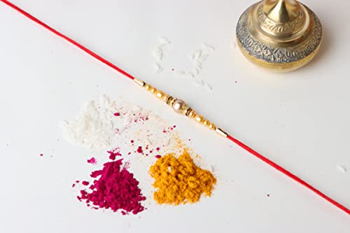 CHERKRAFT Pearl Rakhi for Brother Simple Rakhi for Small Bro Bhai Thread Bracelet Raksha Bandhan
