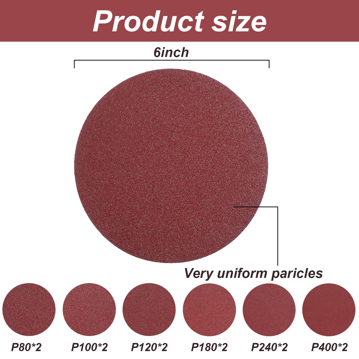 Aluminum Oxide Sanding Belts 10 Pieces Sanding Belts (80/120/150/240/400 Grits) and 12 Pieces 6 Inch Self Stick No Hole Aluminum Oxide Sanding Disc (4 x 36 Inch)