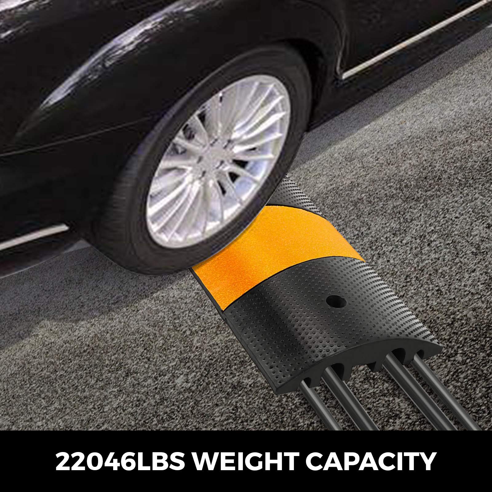 Happybuy 2pcs 6 Feet Rubber Driveway Modular Heavy Duty Speed 72.4 x 12 x 2.4 Inch Cable Protector Ramp for Garage Gravel Roads Asphalt Concrete, 2Pack-6Ft-Speed Bump