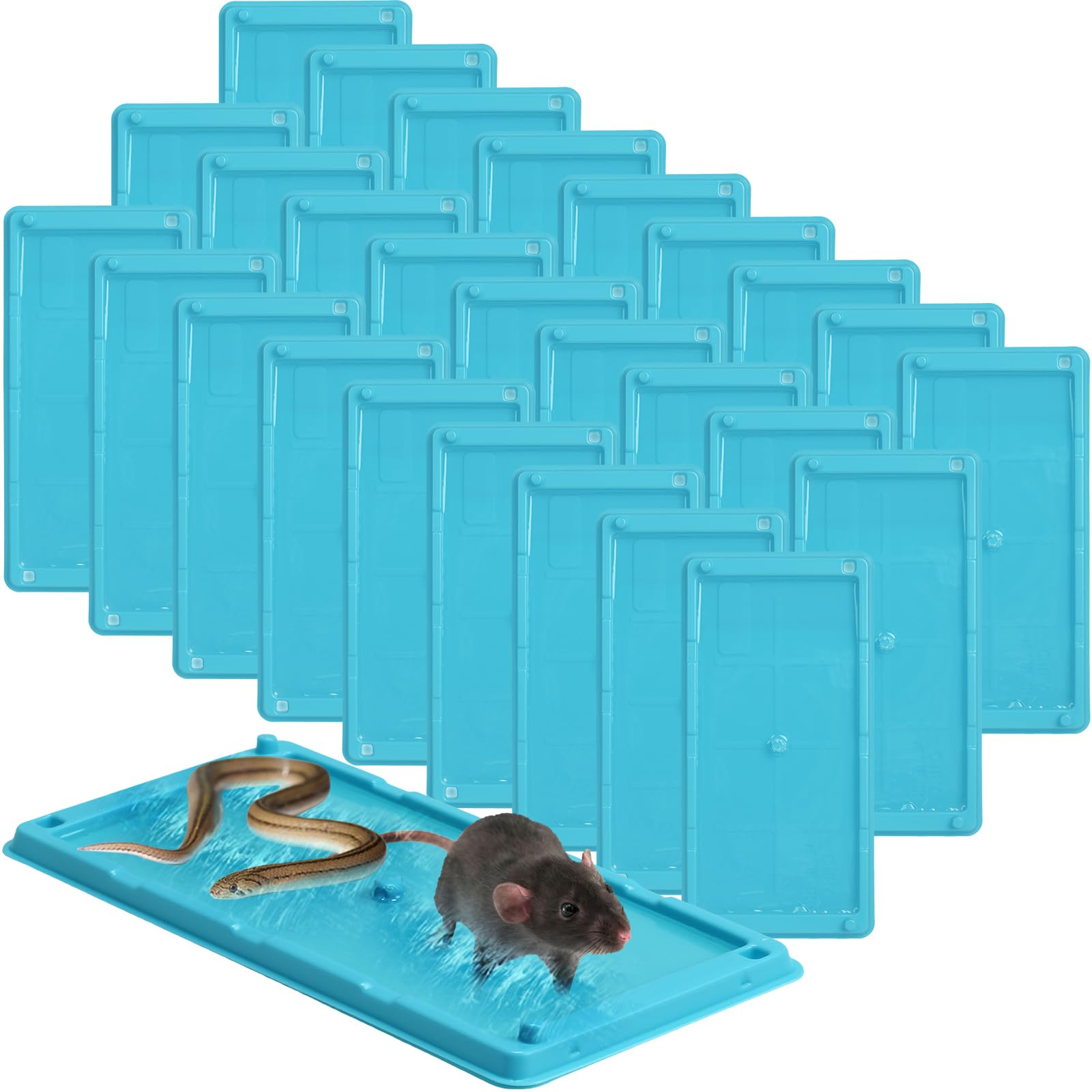Kittmip 28 Pcs Glue Mouse Traps Mouse and Insect Glue Traps Plastic Mouse Sticky Traps for Mice Rats Snake Lizard Insect Spider for Indoor Home Warehouse Courtyard Kitchen (Blue)