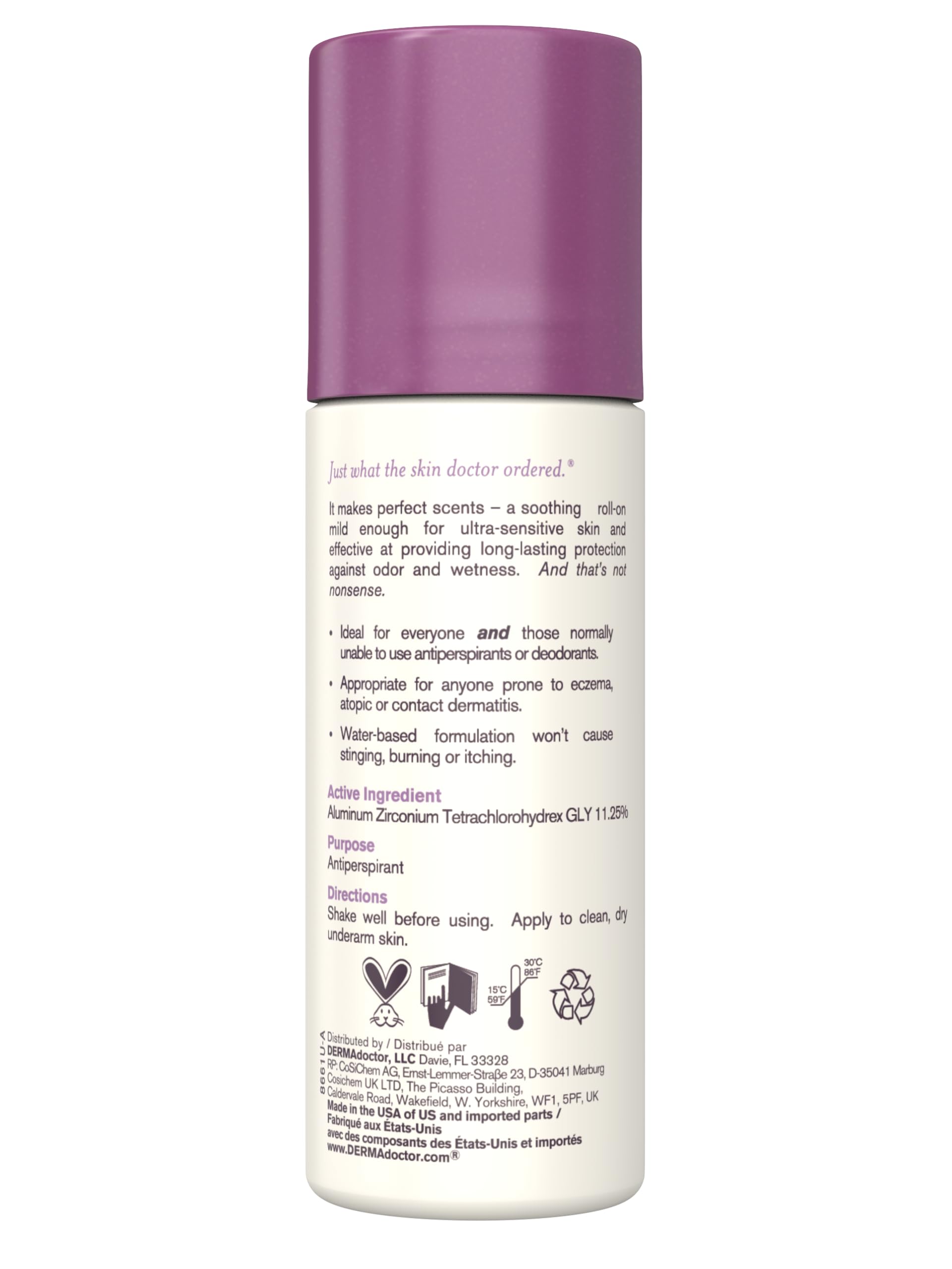 DERMAdoctor Total NonScents Ultra-Gentle Antiperspirant Sensitive Skin. Unscented, Clinical Strength Antiperspirant for Men & Women; Hypoallergenic Roll On Deodorant - 3 oz