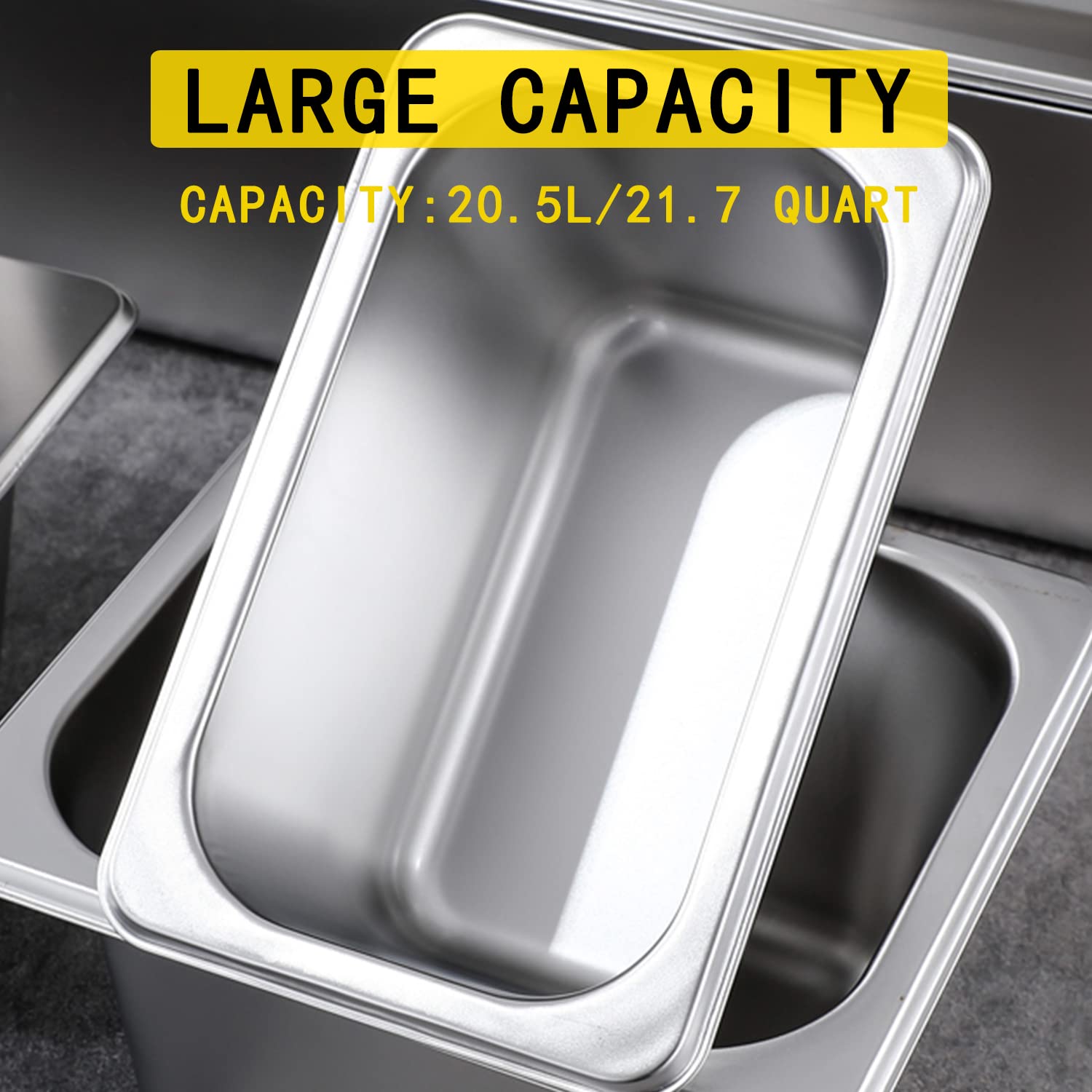 6 Pack Hotel Pan Full Size 6-Inch Steam Table Pan 22 Gauge/0.8mm Thick Stainless Steel 20.8"L x 12.8"W Full Size Hotel Pan Anti Jam Steam Table Pan