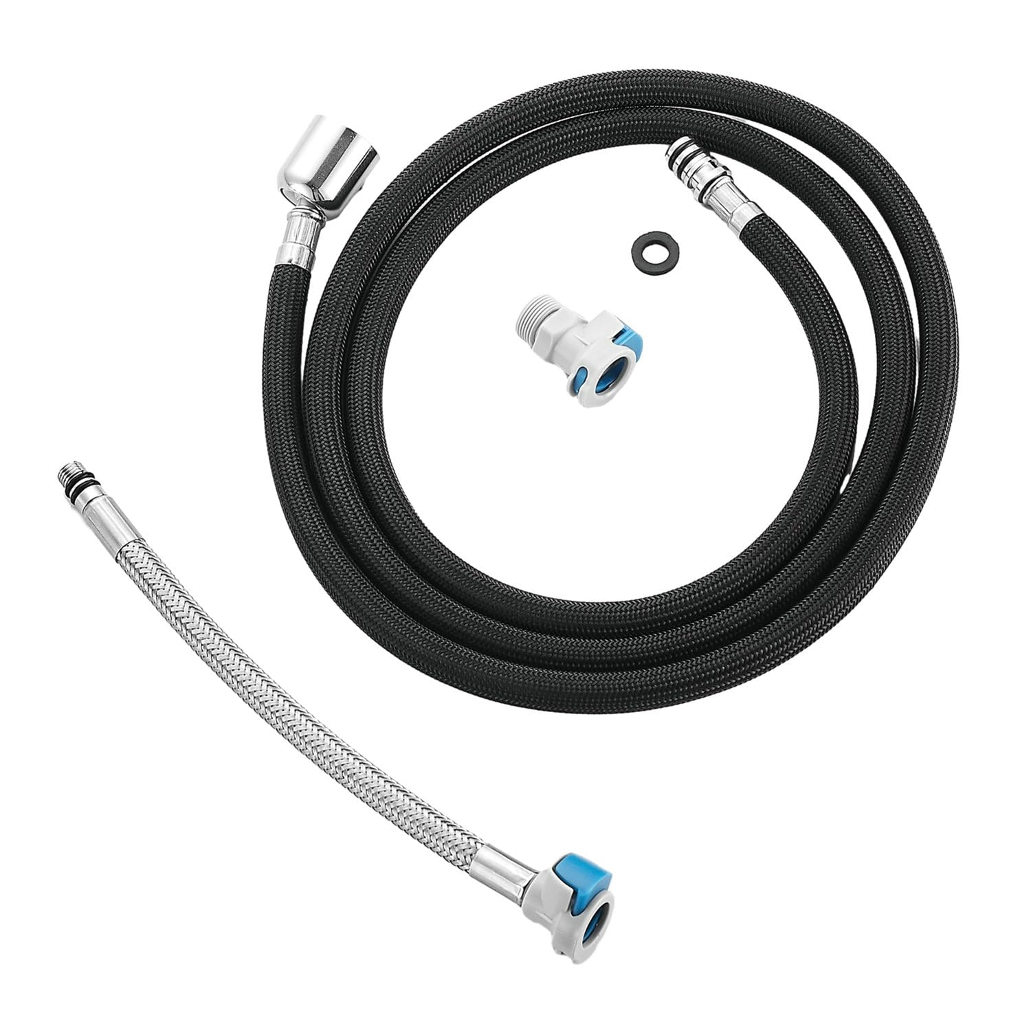 Pull DOWN kitchen faucet hose replacement M15*1MM (Upgrade G1/2 360° rotatable) Pull Down Faucet Sprayer Hose Pull out faucet hose replacement with quick connect,59-inch for Pluggable Nylon Hose