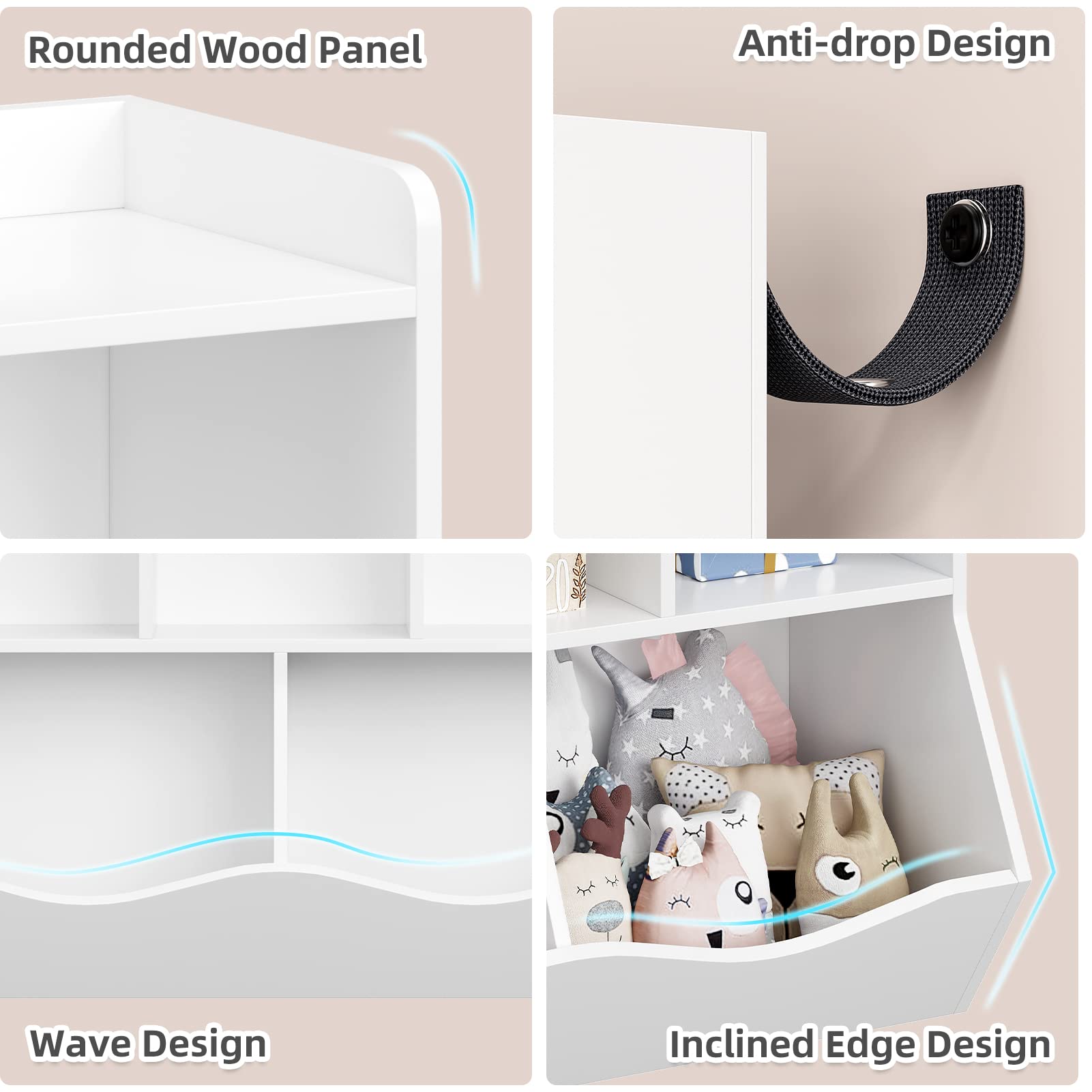 Amyove Kids Bookshelf and Bookcase Toy Storage Multi Shelf with Cubby Organizer Cabinet for Boys Girls,for Children Playroom Hallway Kindergarten School