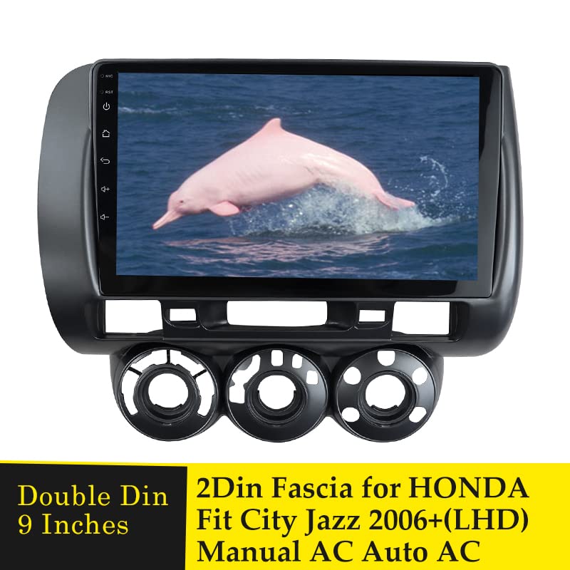 9" Car Stereo Audio Fascia Adapter Frame for Honda Fit City Jazz 2006+ (LHD) Manual AC/Auto AC 2Din DVD Player Panel Bezel Cover