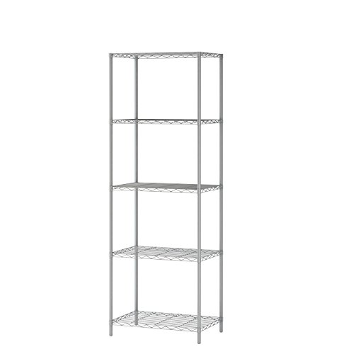 JEROAL 5-Tier Wire Shelving Unit, Multipurpose Standing Storage Shelves Metal Display Rack for Pantry Laundry Bathroom Kitchen Garage Closet Organization,350LbS Capacity,13.8" D×21" W×61" H,Gray
