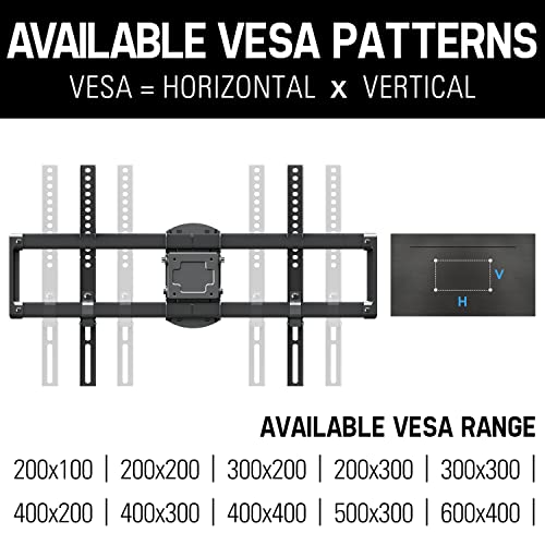 Mounting Dream Full Motion TV Mount for 42-75 inch TVs, TV Wall Mount Bracket with Dual Articulating Arms, Fits 12β / 16β Wood Studs with VESA 600x400mm up to 100lbs